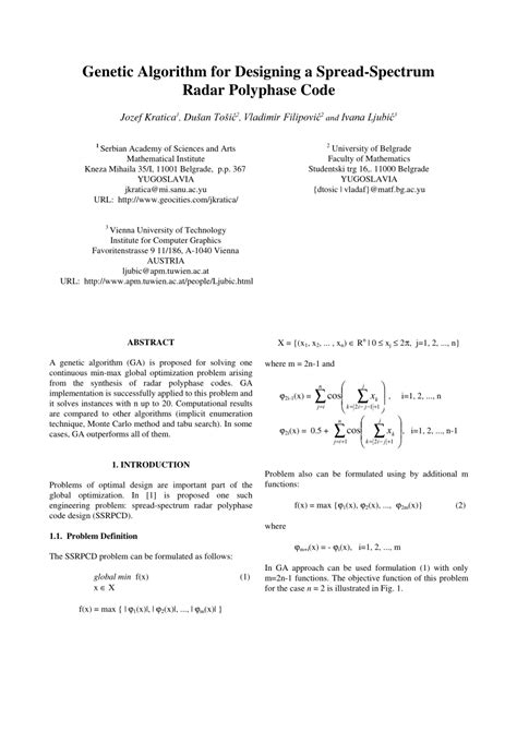 Pdf Genetic Algorithm For Designing A Spread Spectrum Radar Polyphase Code