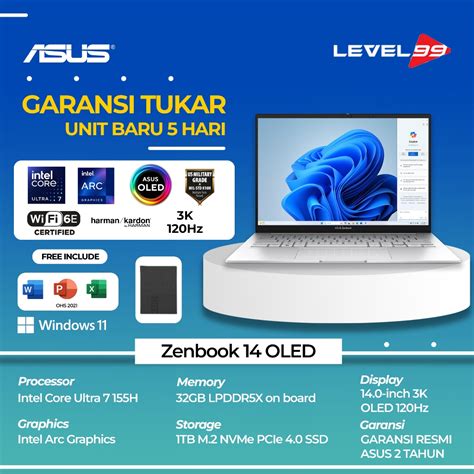 Jual Laptop Asus Zenbook Oled Ux Ma Oleds Ultra H Tb Arc K Oled W