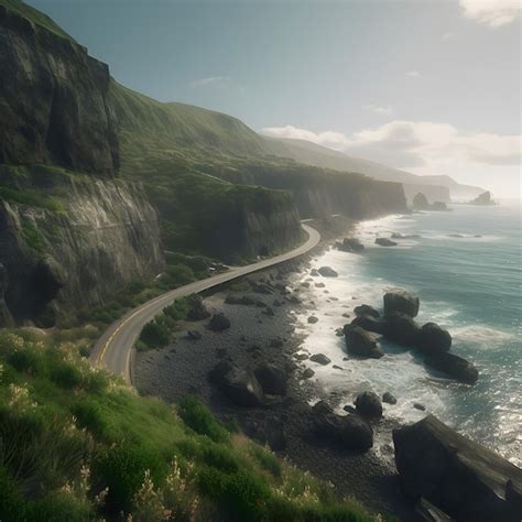 Free Photo Beautiful Seascape Road To The Sea 3d Rendering