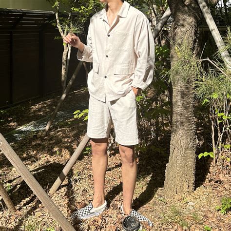 [8컬러]퓨어 남자 퓨어린넨코튼 자켓 반바지 셋업 세트