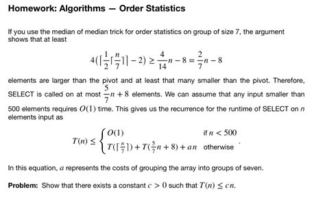 Homework Algorithms Order Statistics If You Use The