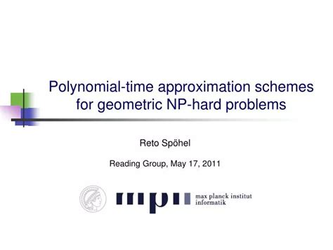 Ppt Polynomial Time Approximation Schemes For Geometric Np Hard Problems Powerpoint