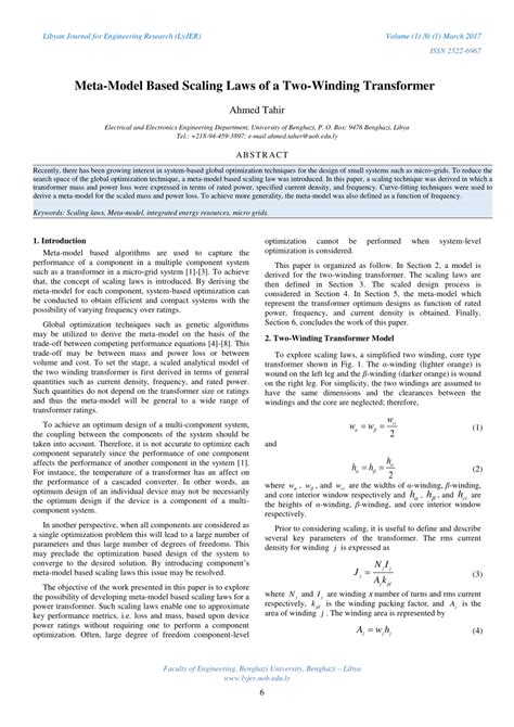 Pdf Meta Model Based Scaling Laws Of A Two Winding Transformer