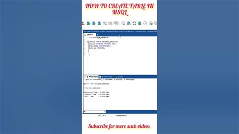 Create Table In Mysqlshorts Shortsvideo Mysql Mysqltutorials Youtube