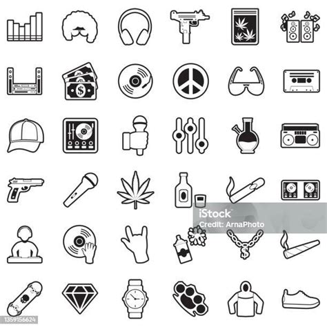 힙합 아이콘 채우기 디자인이 있는 라인 벡터 일러스트레이션 0명에 대한 스톡 벡터 아트 및 기타 이미지 0명 Dj 거리