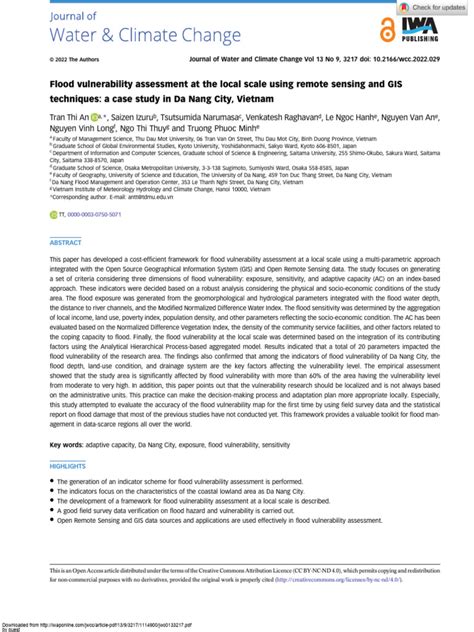 Flood Vulnerability Assessment At The Lo Pdf Flood Geographic Information System