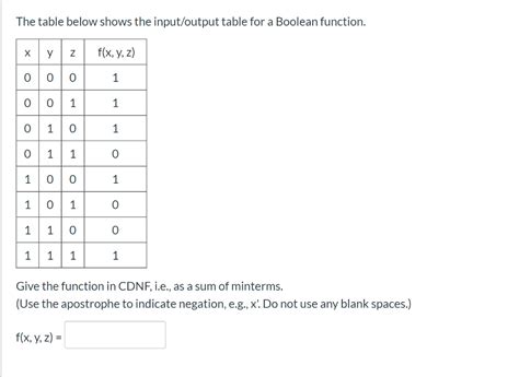 Solved The Table Below Shows The Input Output Table For A Chegg Com