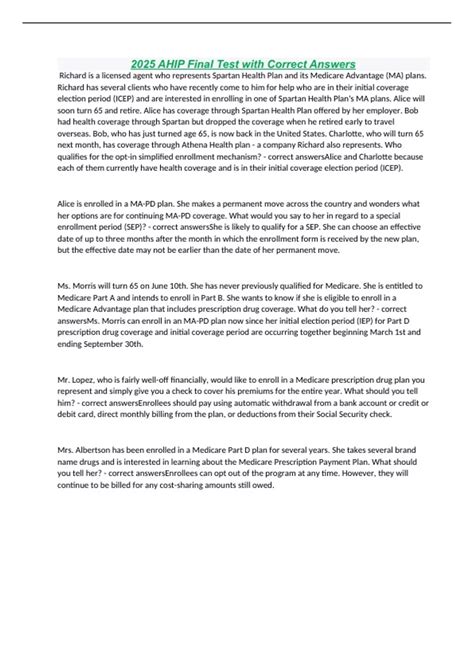 2025 Ahip Final Test With Correct Answers Ahip Stuvia Us