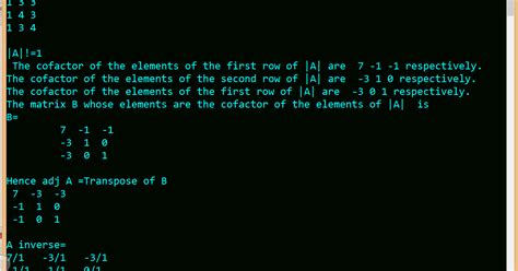 Write A Program In C To Find The Inverse Of The Given Matrix