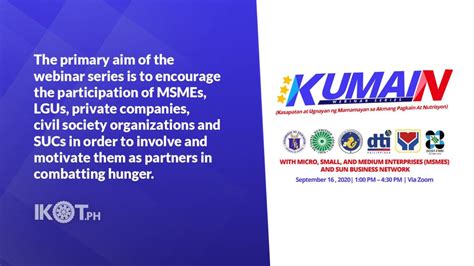 TASK FORCE ON ZERO HUNGER LAUNCHES KUMAIN WEBINAR SERIES IKOT PH