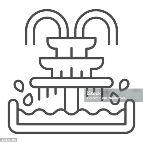 수영장과 스플래시 얇은 라인 아이콘분수 아쿠아 파크 개념 흰색 배경에 3 계층 분수 기호 모바일 개념과 웹 디자인을위한 윤곽