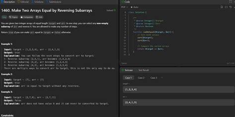 1460 Make Two Arrays Equal By Reversing Subarrays Dev Community