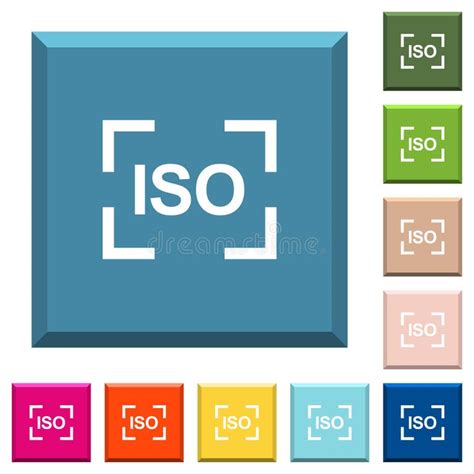 Camera Iso Speed Setting White Icons On Edged Square Buttons Stock Vector Illustration Of