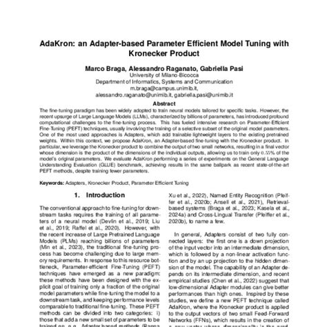 Adakron An Adapter Based Parameter Efficient Model Tuning With Kronecker Product Acl Anthology