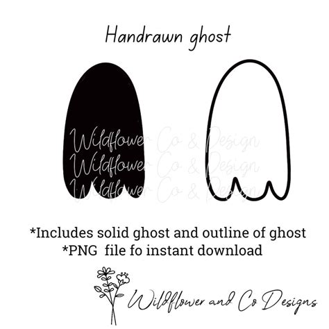 Hand Drawn Ghost PNG Spooky Cute Halloween Fall Autumn Decor For Printing Cutting