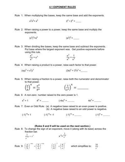 Exponents And Their Properties