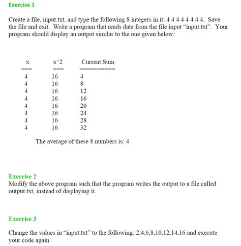 Solved Exercise 1 Create A File Inputtxt And Type The