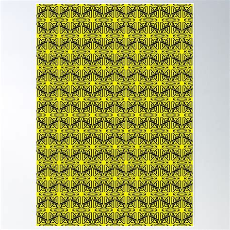 Aztec Eye Style Pattern Black And Yellow Poster Wall Art Modern Wall