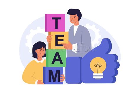 Teamwork Concept In Modern Flat Design For Web Man And Woman Working