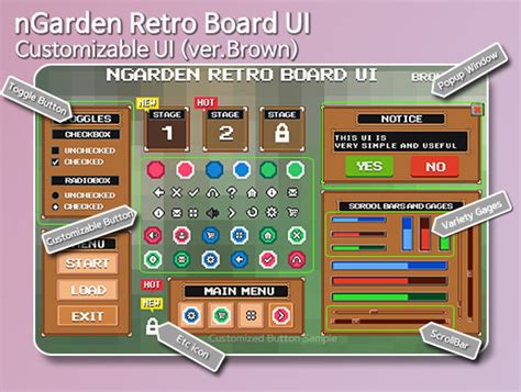 Ngarden Retro Board Ui Brown 2d Gui Unity Asset Store