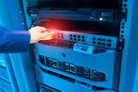 Man Fix Server Network In Data Center Room Stock Image Image Of Storage Business 70451445