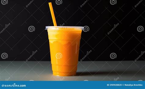 Orange Juice In Cup Plastic Cup Of Orange Drink Natural Juice Or