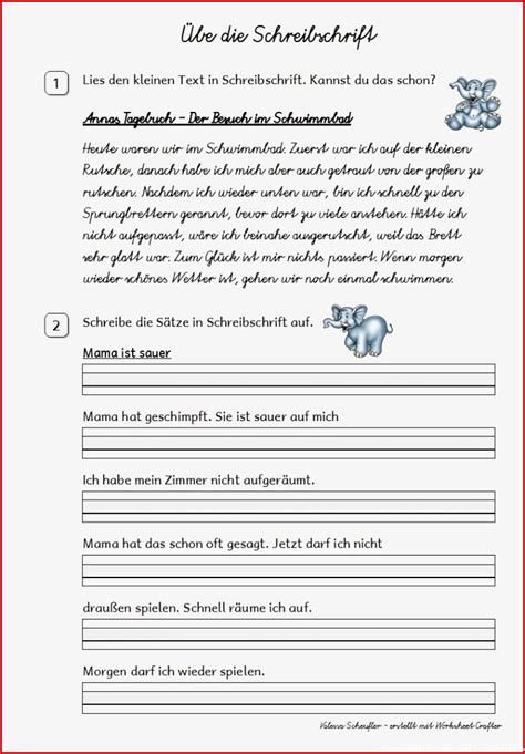 Arbeitsblatt Schreibschrift Grundschule 6 Designs Nur Für Sie Kostenlose Arbeitsblätter Und
