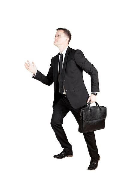 Premium Photo Caucasian Businessman Posing To Step Upward