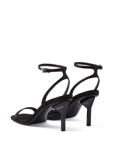 Prada 85mm Geometric Heel Satin Sandals Black Farfetch