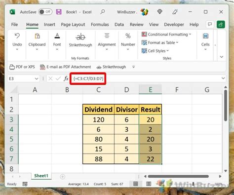 How To Divide In Excel