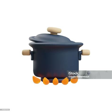 기울어진 뚜껑이 있는 팬 요리 3d 스타일 벡터 일러스트 레이 션 3차원 형태에 대한 스톡 벡터 아트 및 기타 이미지 3차원 형태 가열장치 강철 Istock