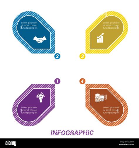 Pointing Inside The Circle Template For Infographic Numbered Four Positions Cut Out Stock Images