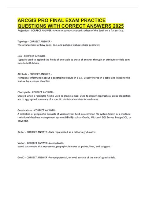 Arcgis Pro Final Exam Practice Questions With Correct Answers 2025 Arcgis Pro Foundations