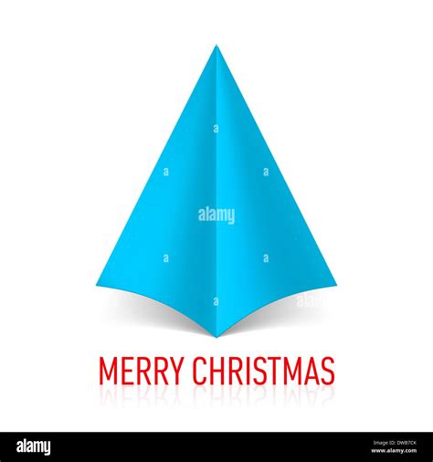 Abstract Blue Paper Christmas Tree Illustration On White Background
