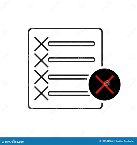 Reject File Line Icon Decline Document Sign Delete File Quality Design Flat App Element