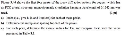 Solved Figure 3 44 Shows The First Four Peaks Of The X Ray