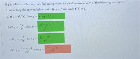 Solved If F Is A Differentiable Function Find An Expression Chegg