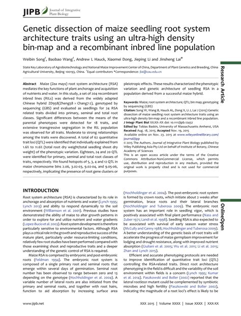 Pdf Genetic Dissection Of Maize Seedling Root System Architecture Traits Using An Ultra High
