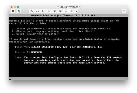 pxe windows boot configuration data file from the pxe server does not contain a valid os r sccm