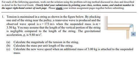 Solved For Each Of The Following Questions Work Out The