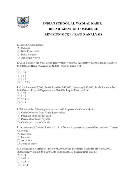3023929 Mcqs Ratio Analysis Part 1 Pdf Equity Finance