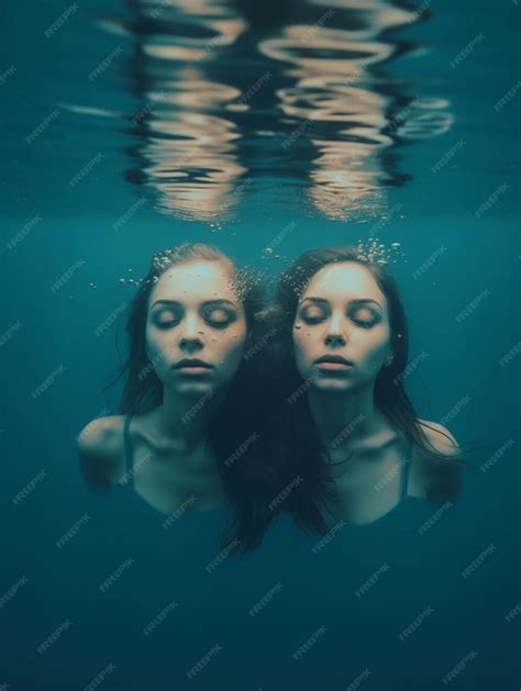 Premium Ai Image Two Girls Swimming Under The Water With The Sun