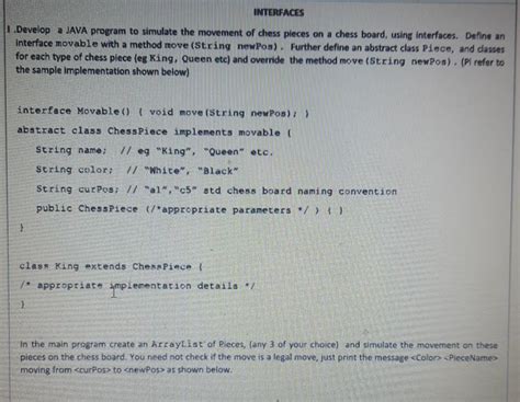 Solved Interfaces Develop A Java Program To Simulate The