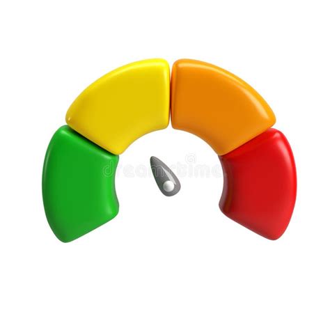 3d Icon Speedometer Meter With Arrow For Dashboard With Green Yellow Orange And Red Indicators