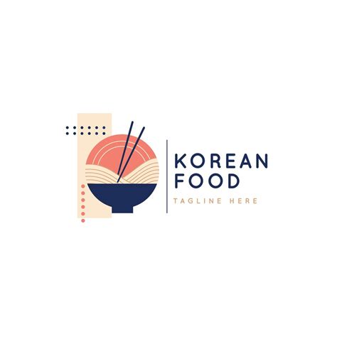 손으로 그린 한국 음식 로고 디자인 무료 벡터