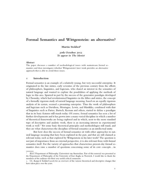 Pdf Stokhof Wittgenstein And Formal Semantics Dokumentips