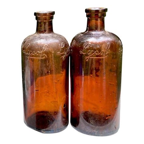 1910 1920 Antique Brown Cork Top Lysol Bottles A Pair Antique