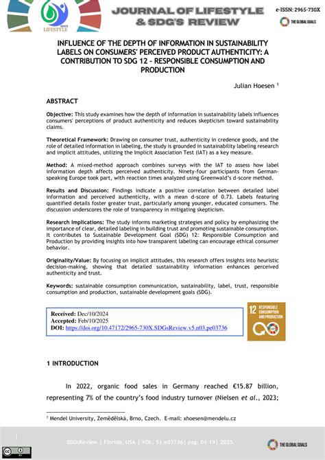 Pdf Influence Of The Depth Of Information In Sustainability Labels On