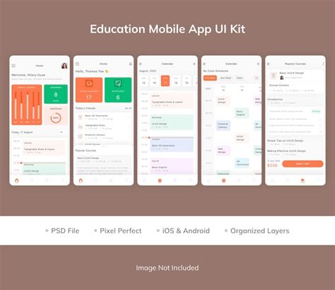 Premium Psd Education Mobile App Ui Kit