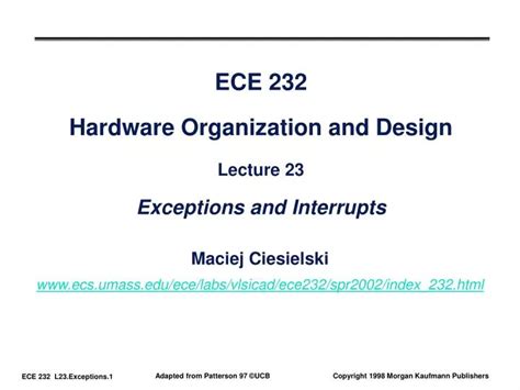 PPT ECE Hardware Organization And Design Lecture Exceptions And Interrupts PowerPoint
